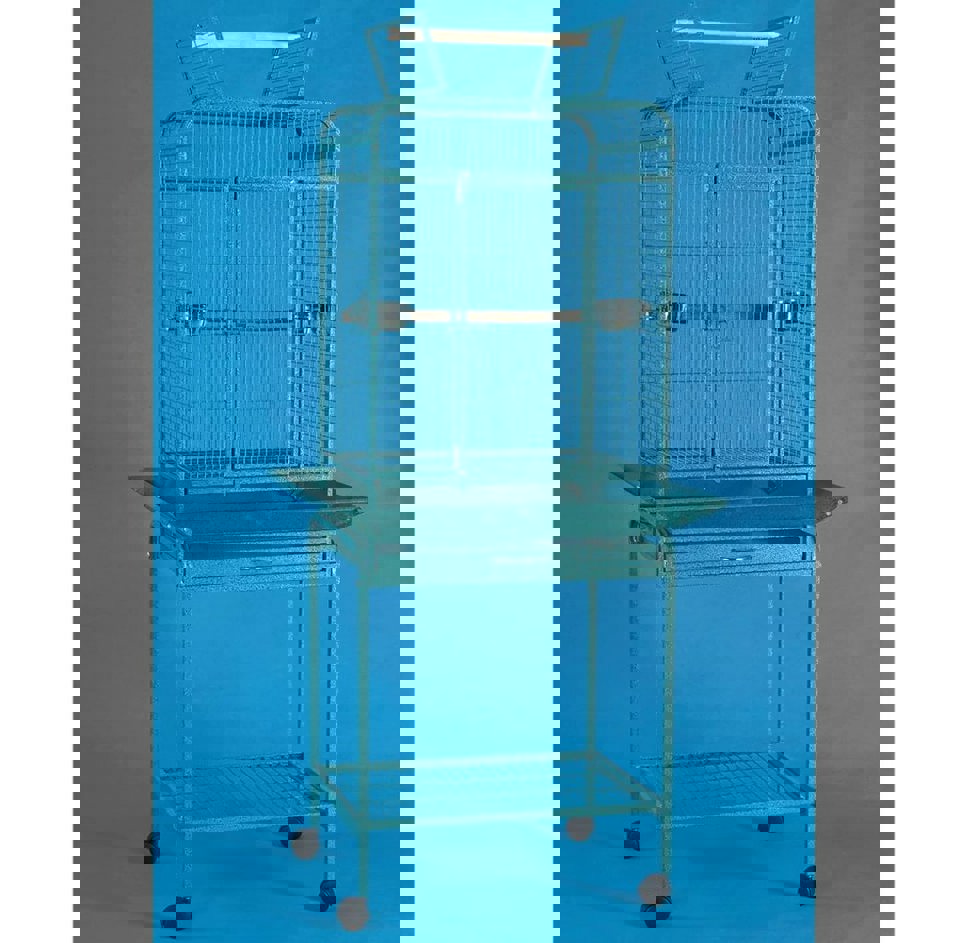 Open Top Parrot Bird Cage with Stand 22" x 18" W x59" (Silver Vein ...