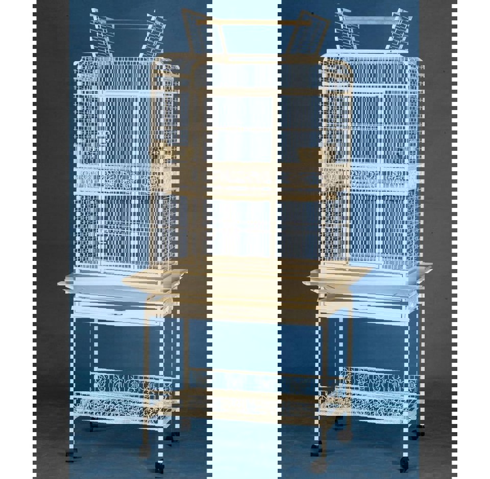 Open Top Parrot Bird Cage with Stand 27.5" x21.5" x 65.5" (Green Vein ...